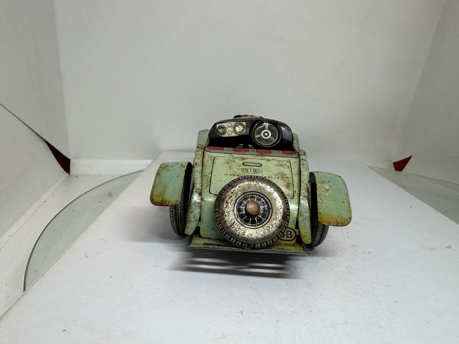 Mettoy Made in Australia Tin Toy Vintage Convertible Clockwork Car Blue ...