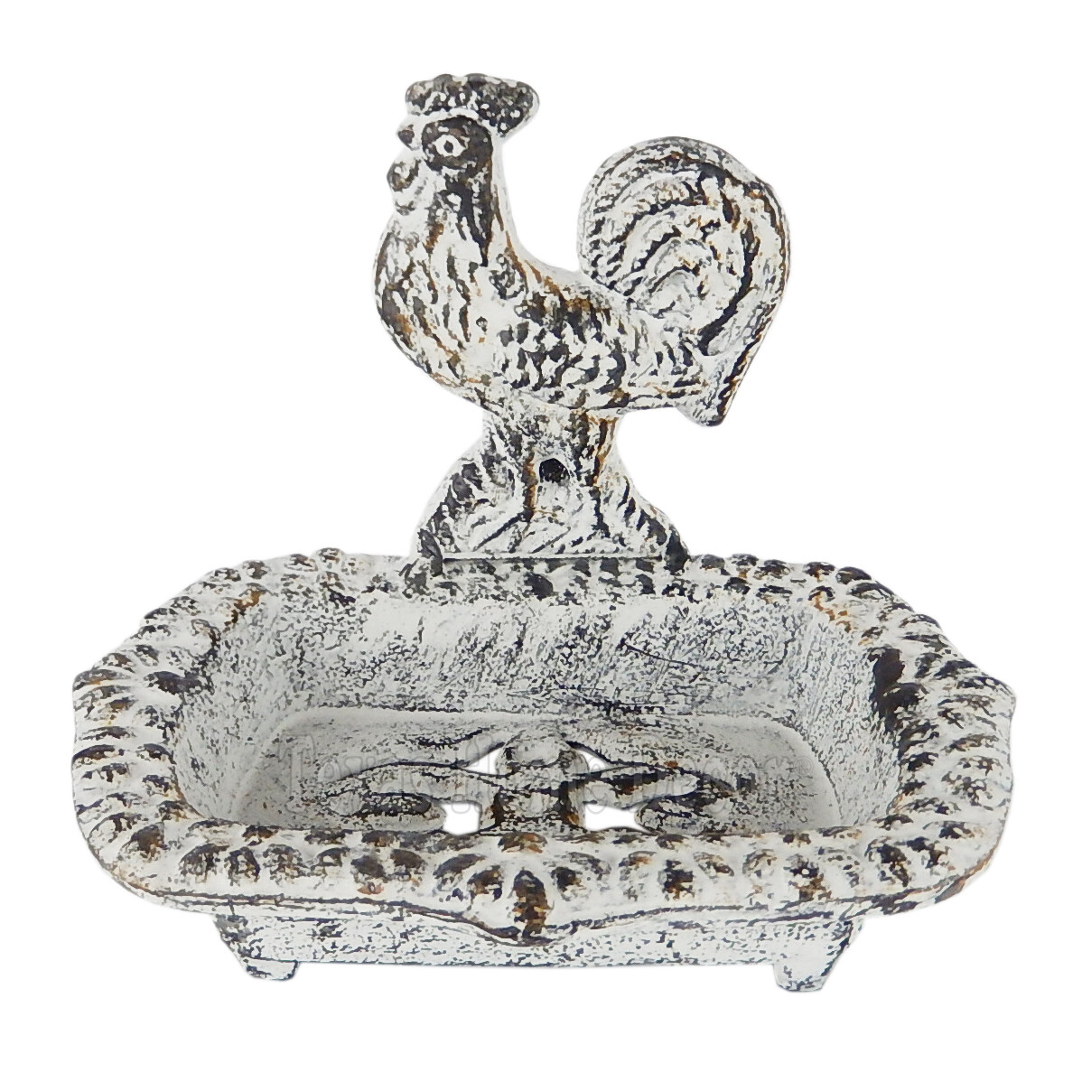 Rooster Soap Dish Cast Iron Country Decor Rustic Off-White Antique ...