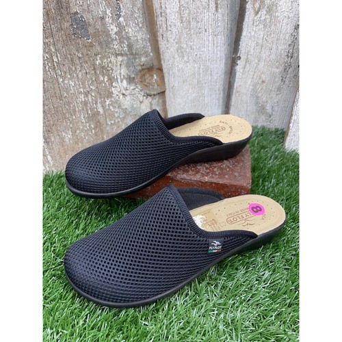 Fly Flot Mules Black Mesh Clogs Anatomic Slip On Shoes EU39 Ladies 8 ...