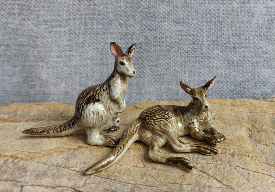 Kangaroo Family Figurine miniature Collectible Handmade ceramic Porcelain Gift | eBay