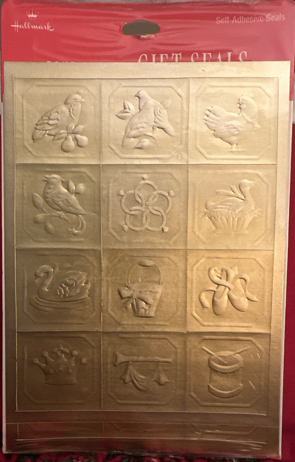 Vintage Hallmark Stickers 4 Sheets 12 Days Of Christmas Gold Gift Seals ...