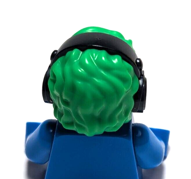 Lego - Minifigure Hair - Green, Wavy, Black Headset | eBay