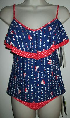 SPERRY Top-Sider TANKINI SWIMSUIT S SAILBOATS 2pc NEW NWT $102 Nautical ...