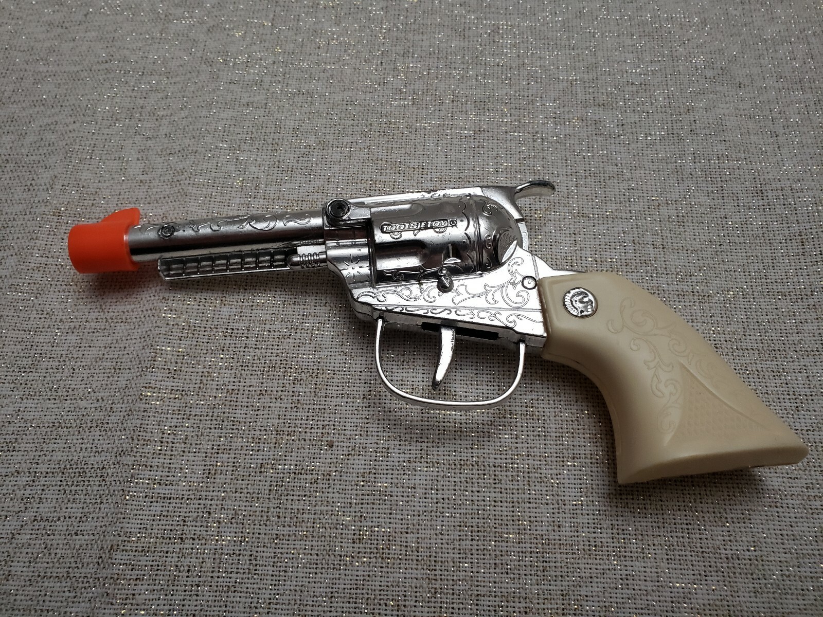 Vintage Orange Plug Tootsie Toy Cast Metal Cap Gun with Orange Plug Tip ...