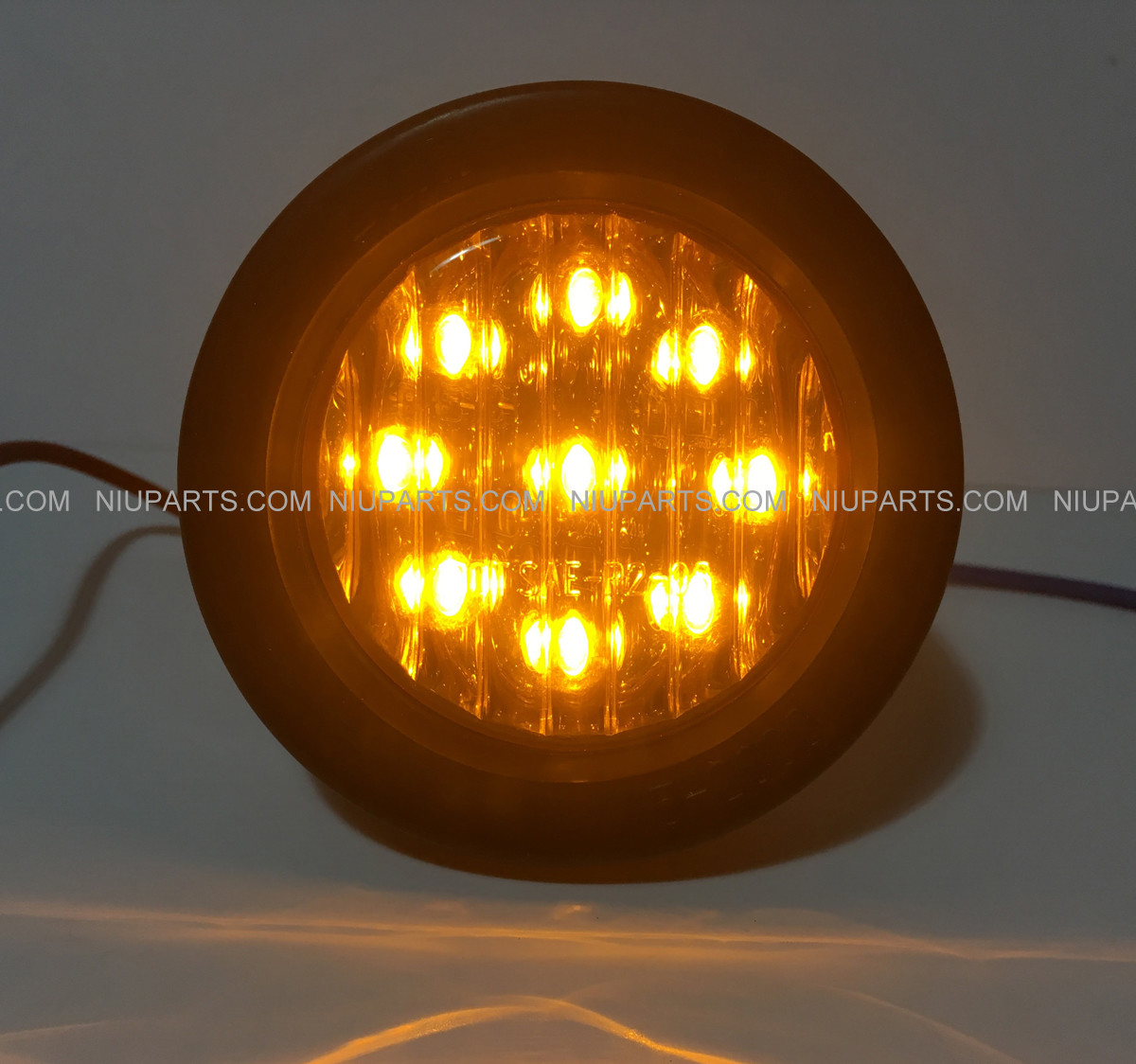4pcs 2" Round 9 LED Amber/Amber LED Stop Turn Light w/ Rubber Grommet ...