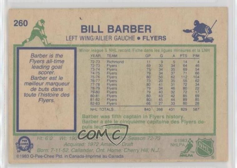 1983-84 O-Pee-Chee Bill Barber #260 HOF 0m8e | eBay