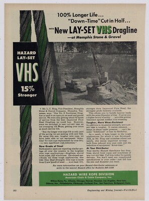 1957 Hazard Wire Rope Ad: Memphis Stone & Gravel Quarry Pic - Northwest ...