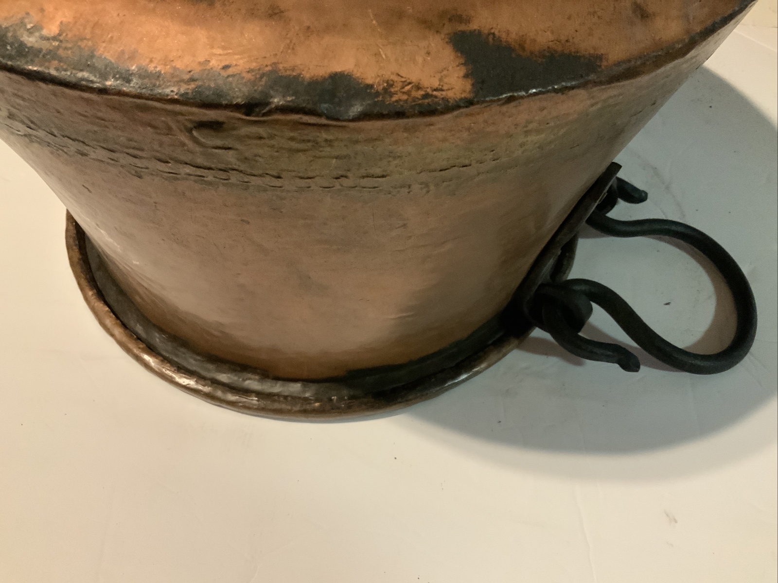 Large Copper Cauldron Vat Pot Apple Butter Kettle Seamed Iron Handles ...