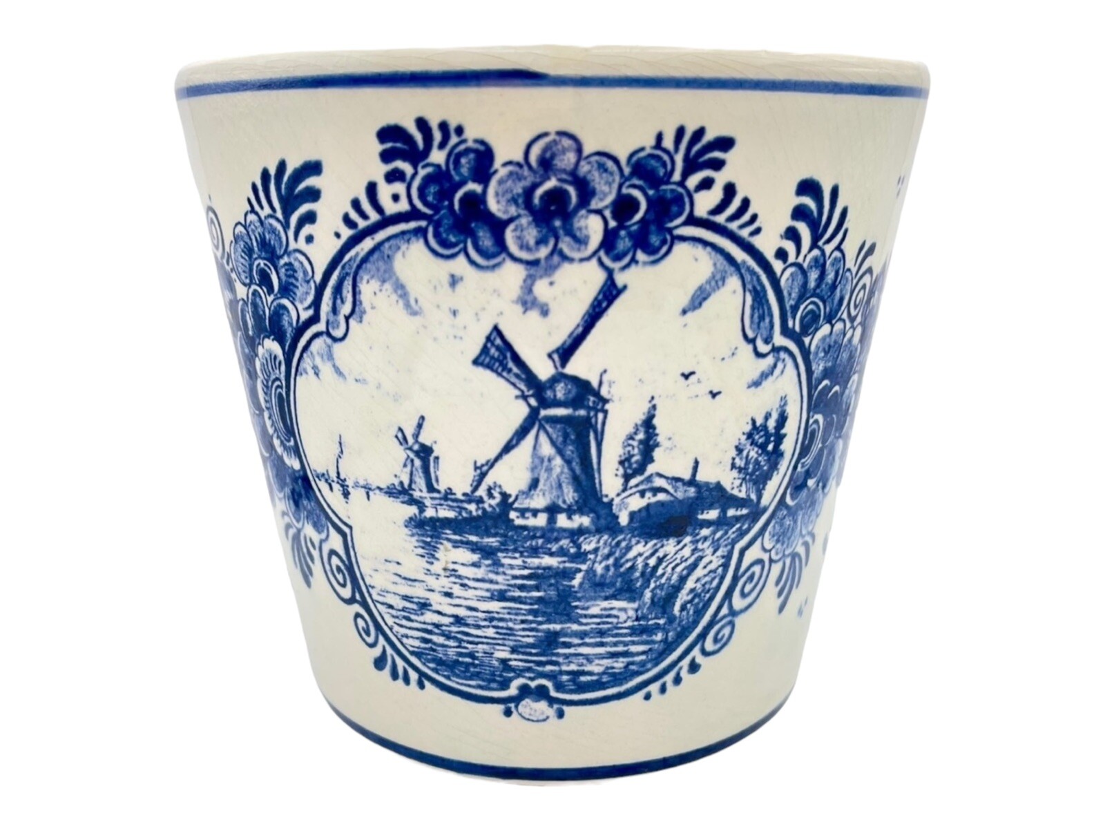 Vintage Delft Blauw Windmill Pottery Planter Pot Vase Hand Painted In ...