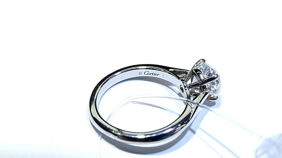 Vintage Cartier Platinum “Crown Of Light” Diamond Engagement Ring 1.55 ...