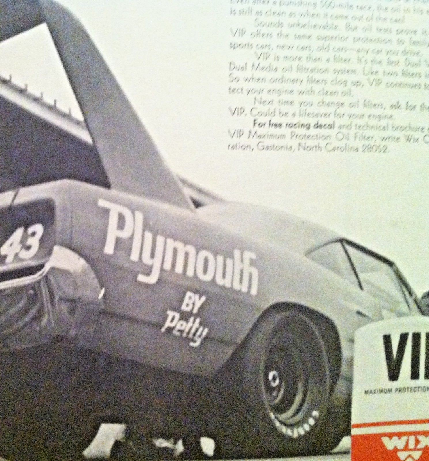 1970 Superbird Roadrunner Hemi Petty NASCAR Wix Plymouth/decal /sticker ...
