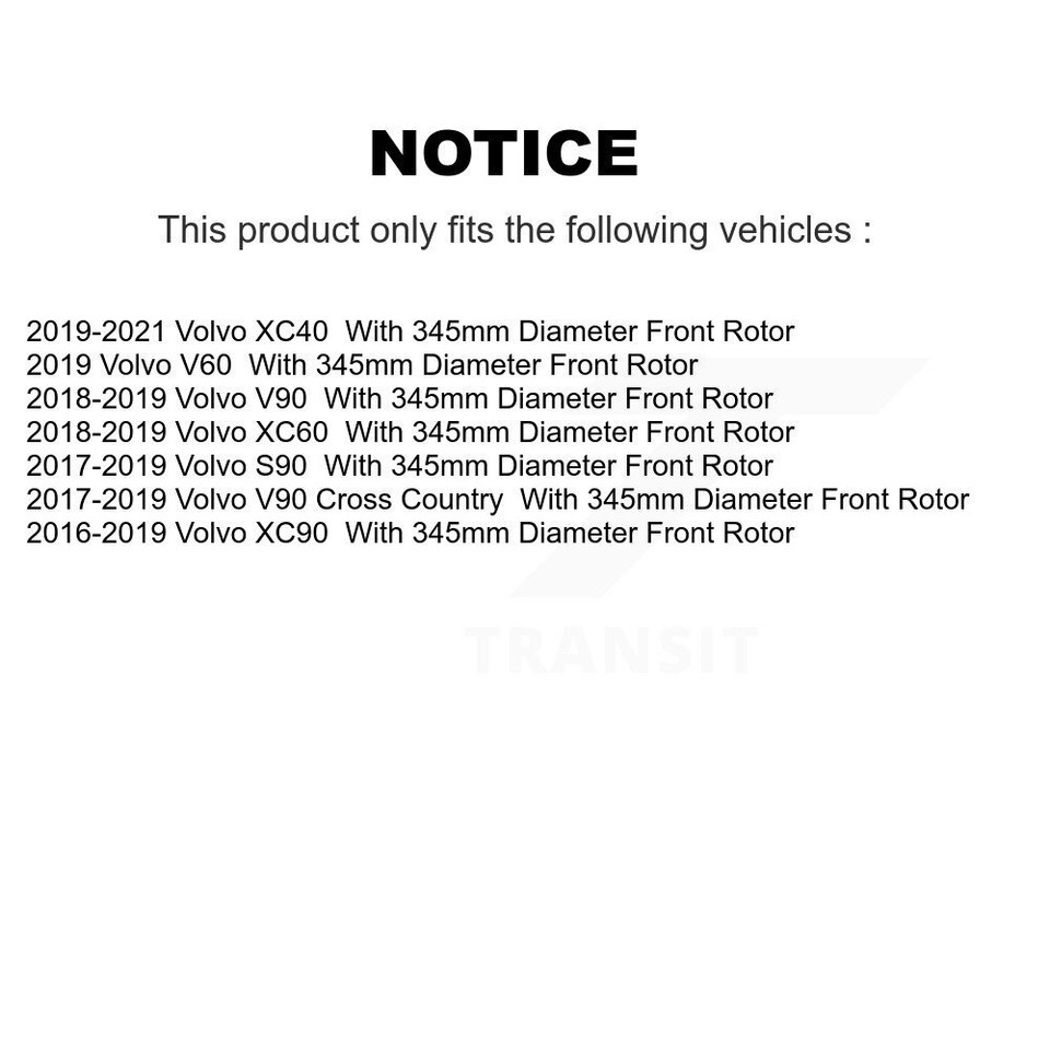 Front Brake Rotor Ceramic Pad Kit For Volvo XC90 XC60 XC40 S90 V90 ...