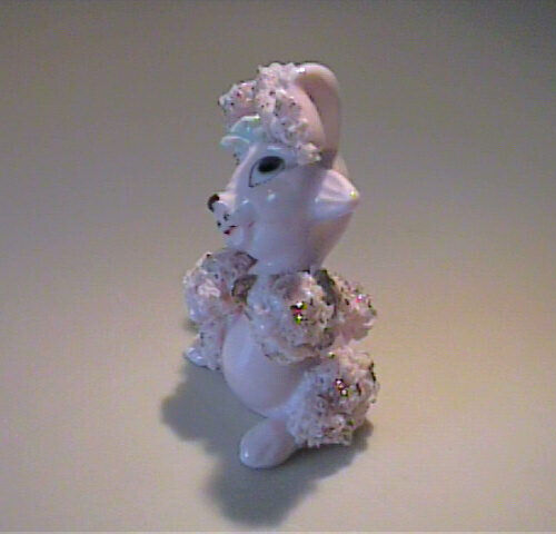 VINTAGE 1950'S CERAMIC PINK SPAGHETTI BUNNY RABBIT WITH FLOWER | eBay