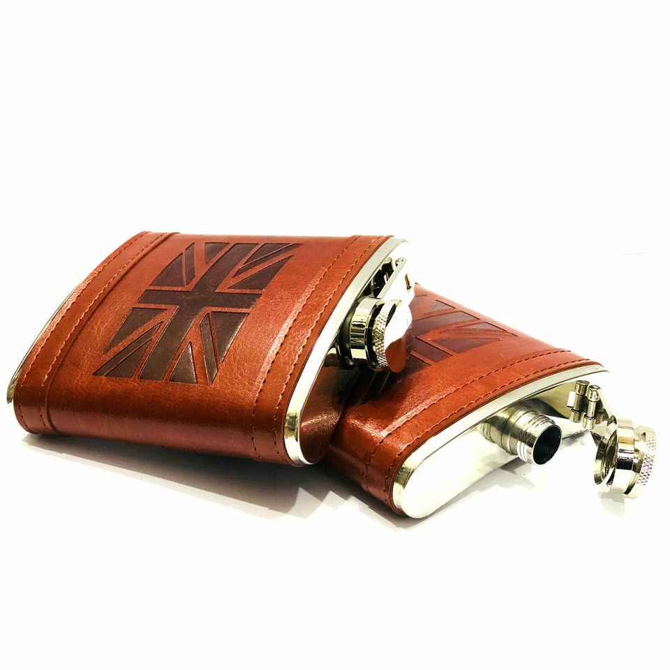 Stainless Steel Hip Flask for Men Women Drink Union Jack Whiskey Vodka ...