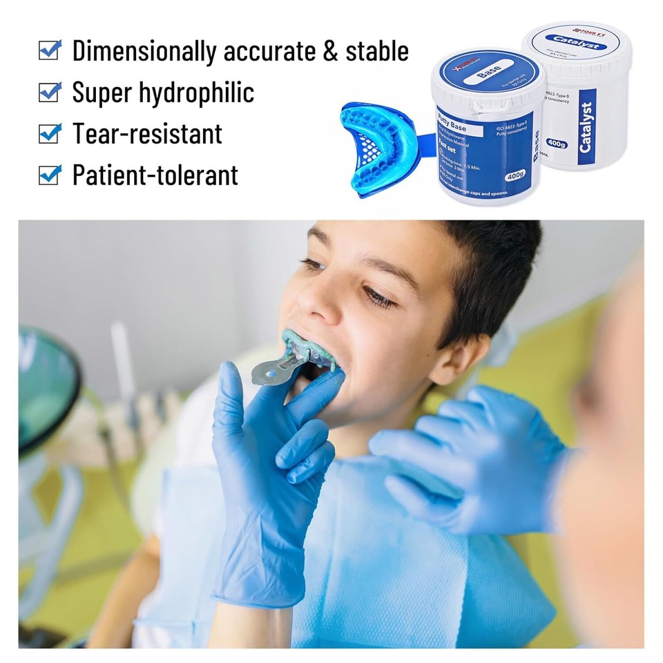 Dental Impression Putty Fast Set VPS Putty 400g Base & 400g Catalyst ...