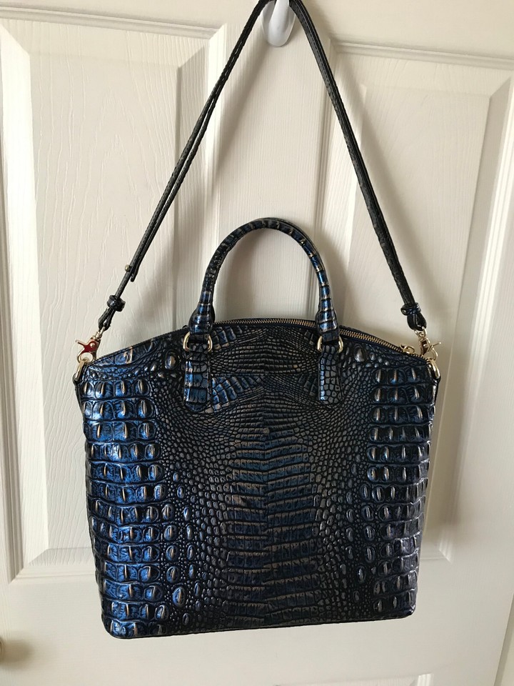 Brahmin Handbag Lazuli Blue Large Duxbury Croc Embossed Satchel Tote | eBay