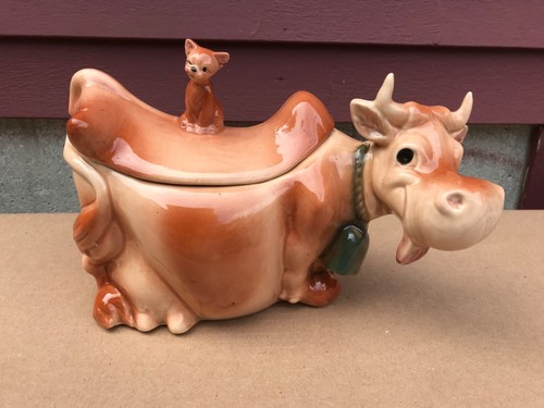 Vintage Brush McCoy Elsie the Cow w/Winking Cat Cookie Jar - W10 USA | eBay