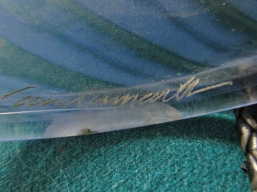 Signed ORIGINAL Vandermark Iridized Art Glass Pulled Feather TABLE LAMP ...