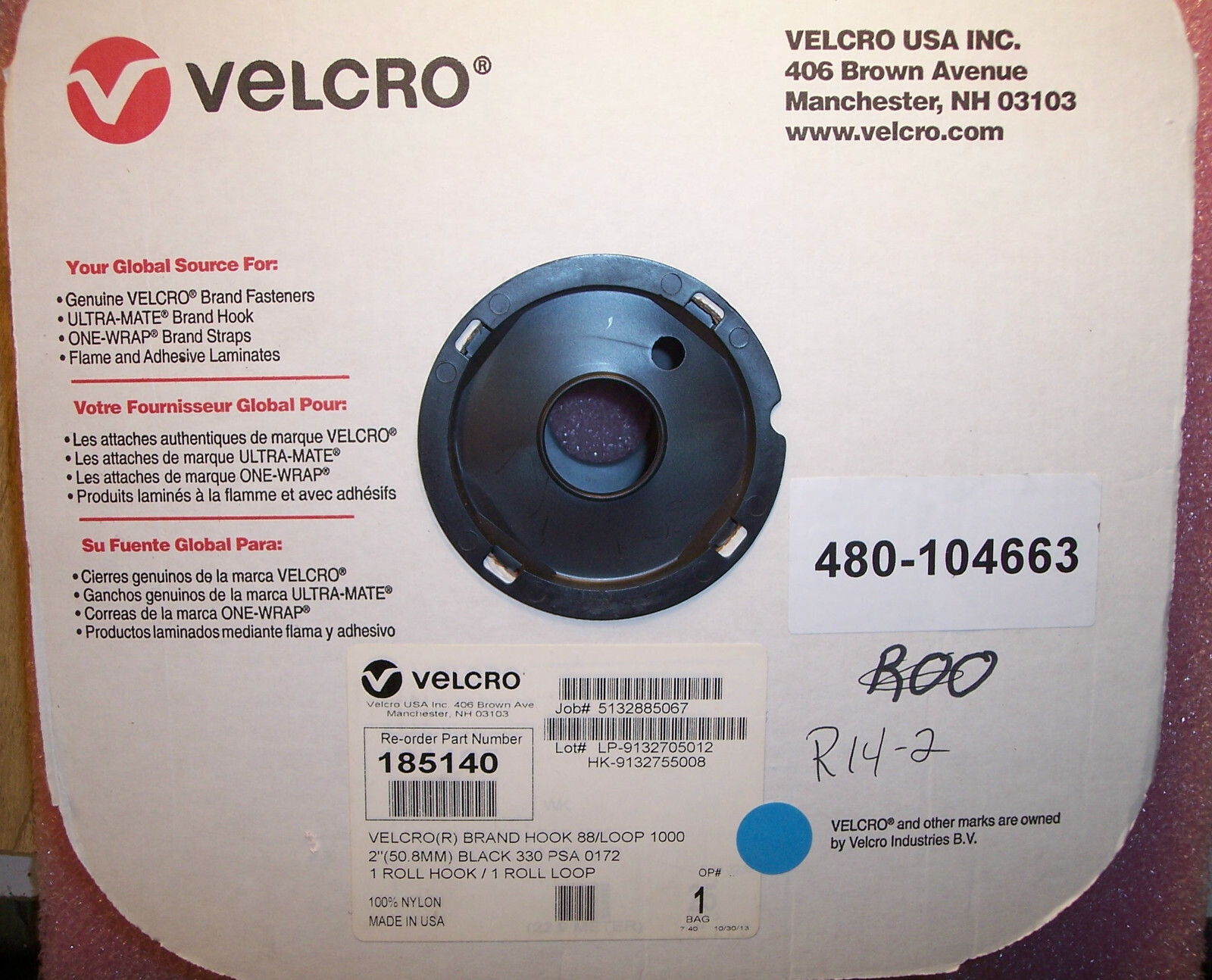 1 ROLL 185140 VELCRO 88/LOOP 100 2" BLACK | eBay