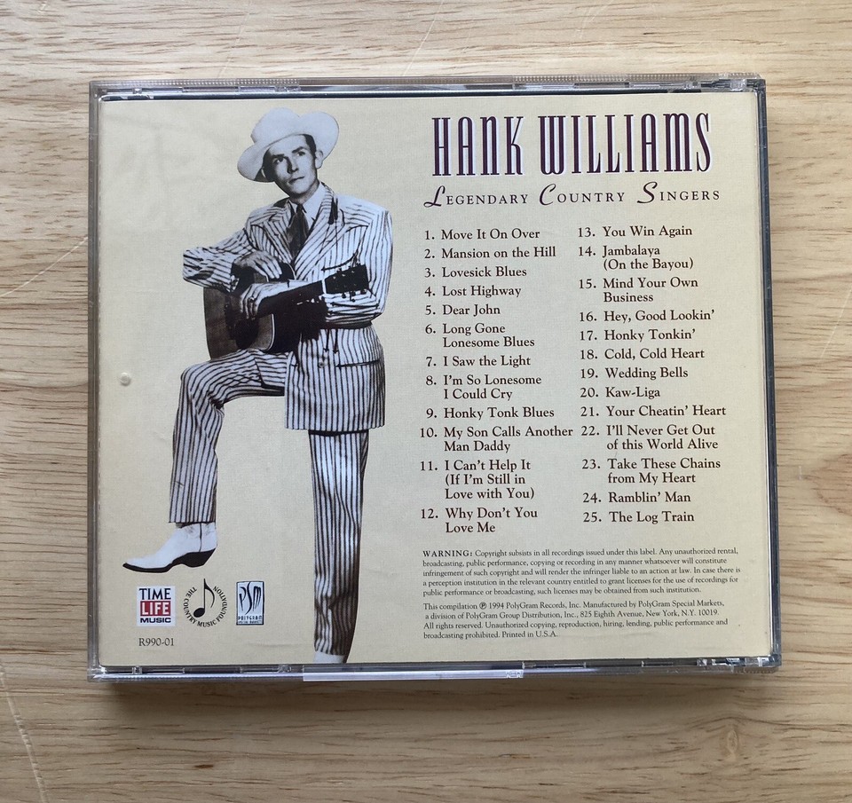 Hank Williams CD The Country Music Hall of Fame-Legend Old School ...