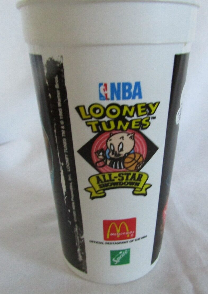 McDonalds NBA Basketball & Space Jam Plastic Cup Larry Johnson w/Wile E ...