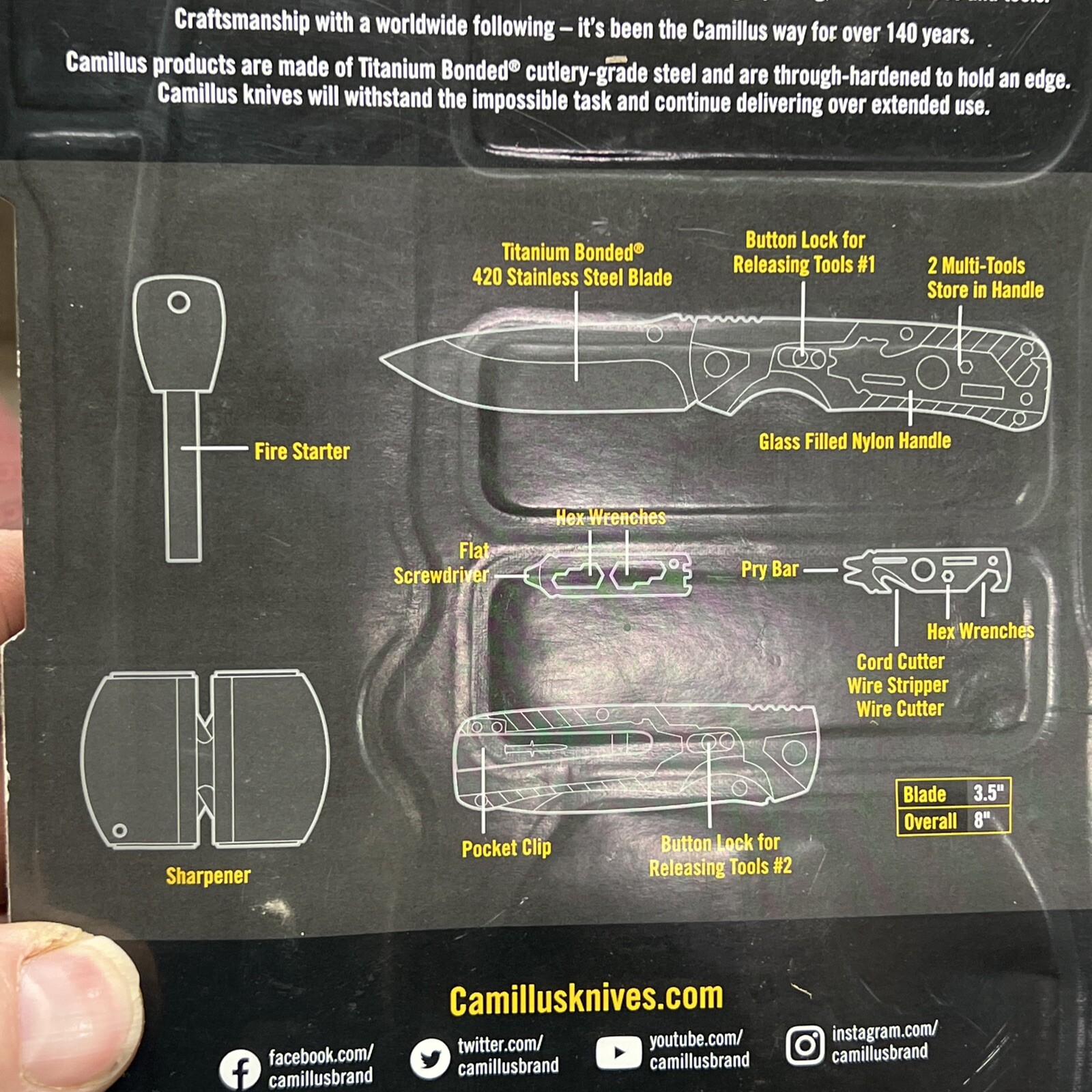 Camillus 8” multi-tool folding knife & camping tools 5 tools Set for ...