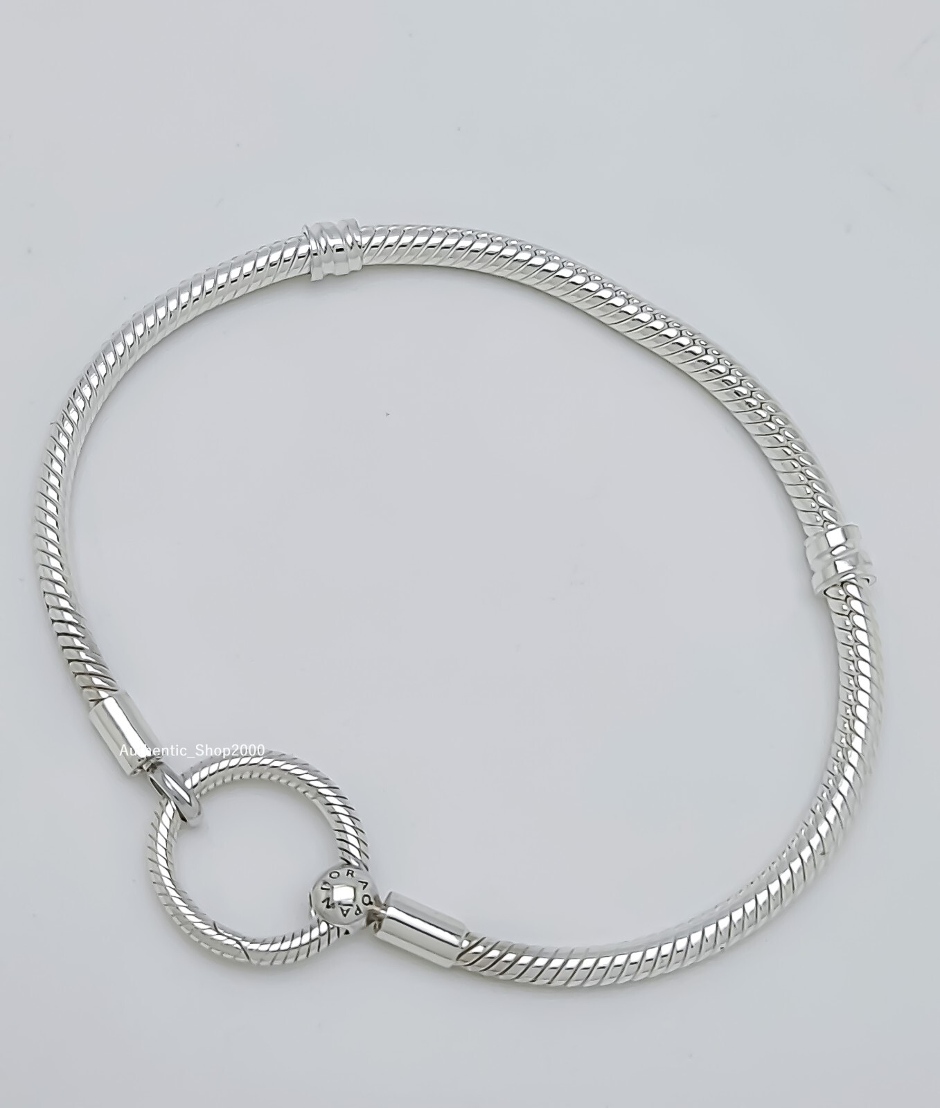 NEW Authentic PANDORA 925 Silver O Closure Snake Chain Charm Bracelet ...