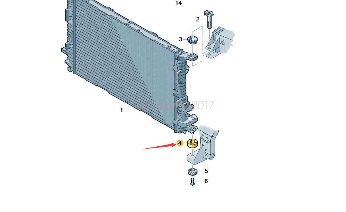 Genuine Radiator Rubber Bushing Center 2PCs For Audi A6A7A8 4H0121276 ...