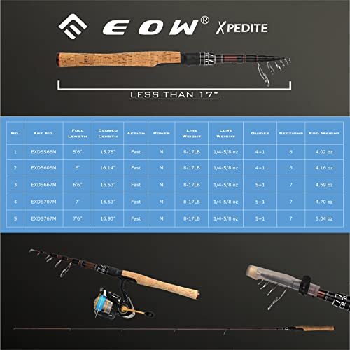 EOW XPEDITE Portable Telescopic Spinning Fishing Rods, 24T Carbon ...