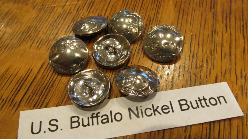 REAL BUFFALO NICKEL COIN BUTTONS / CONCHOS / SNAPS Indian Head Pennies ...