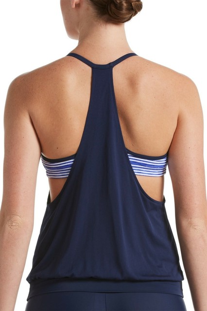 Nike Women's Racerback Layered Sport Swim Tankini Tank Top Midnight ...