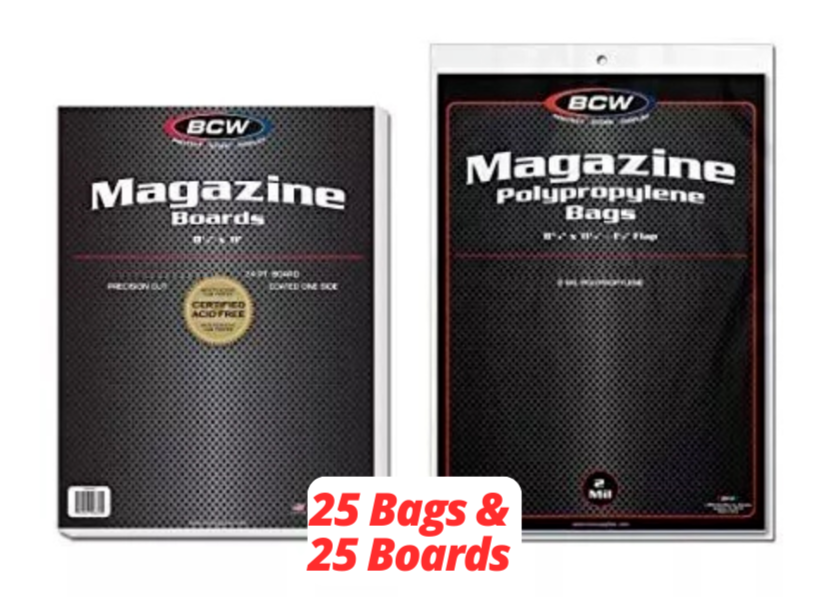 (25 pack) BCW Magazine Bags And Boards Acid Free - Archival Magazine ...