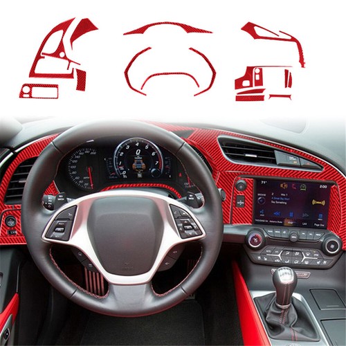 16Pcs Red Carbon Fiber Driver Dashboard Cover Trim For Chevrolet ...