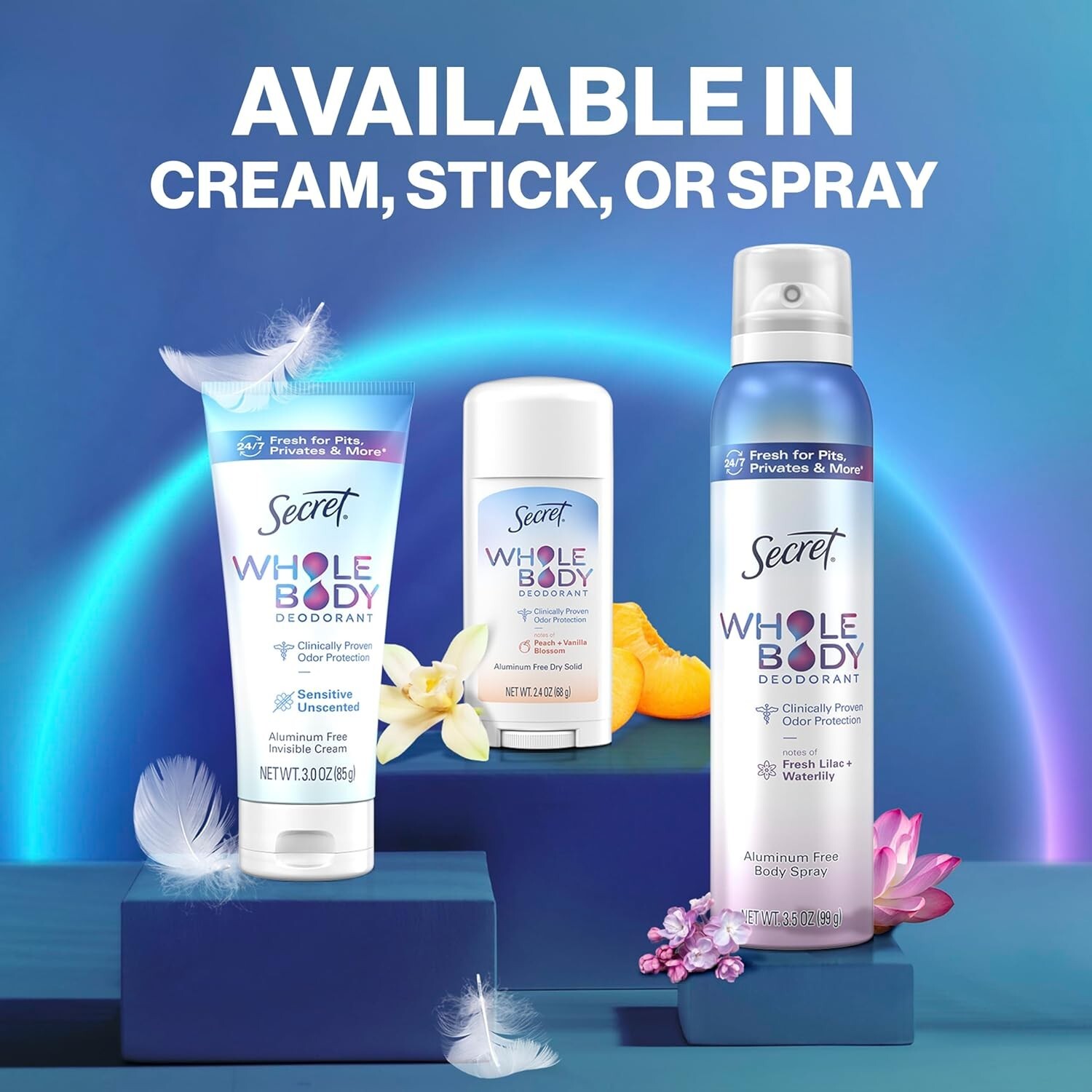 Secret Whole Body Deodorant for Women, Spray Lilac & Waterlily Scent ...