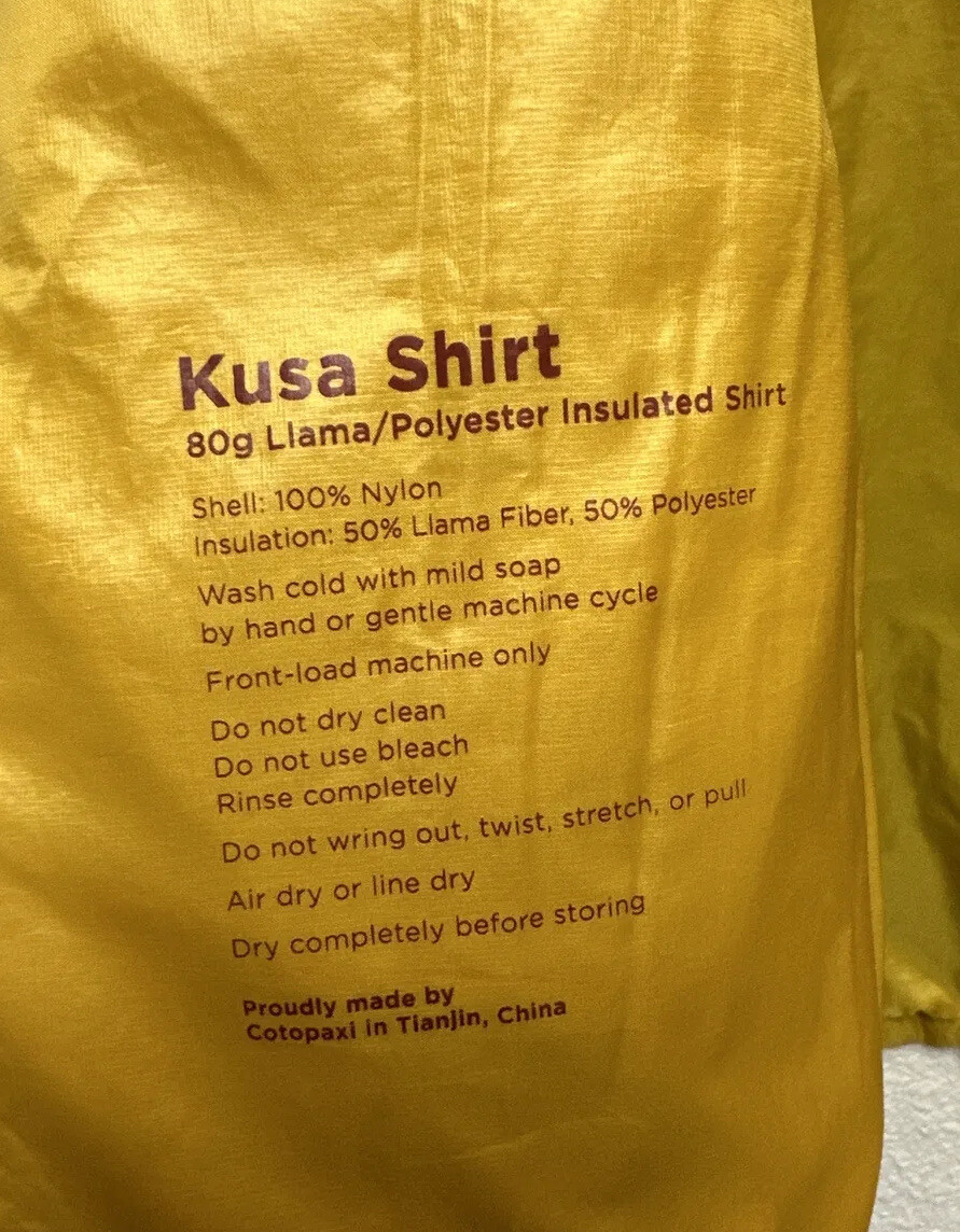 Cotopaxi Men’s Kusa Shirt Blue Snap Buttons Jacket Insulated Llama ...