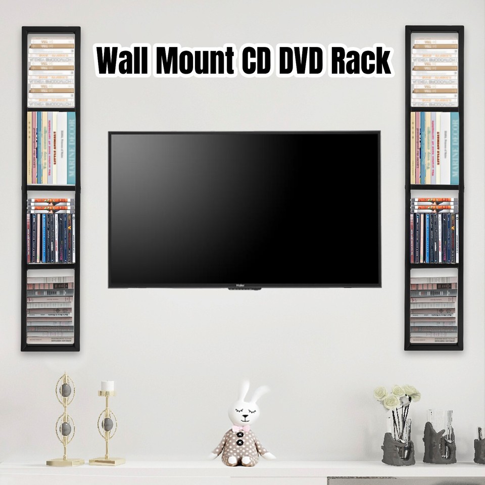 2x Floating Shelf Wall Mount CD DVD Rack Media Storage Organizer ...