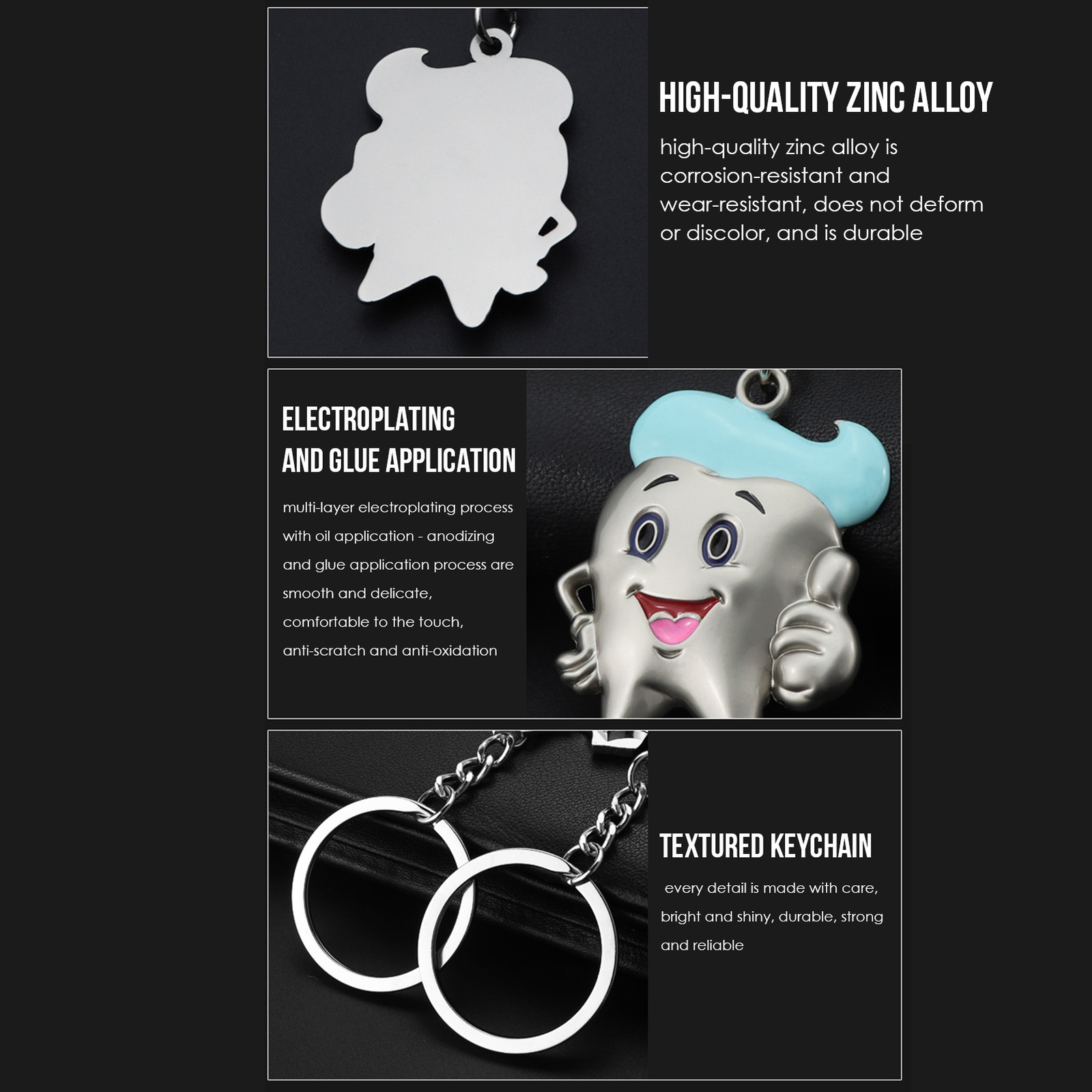 Happy Tooth With Toothpaste Dental Dentist Keychain Key Ring Gift Charm ...