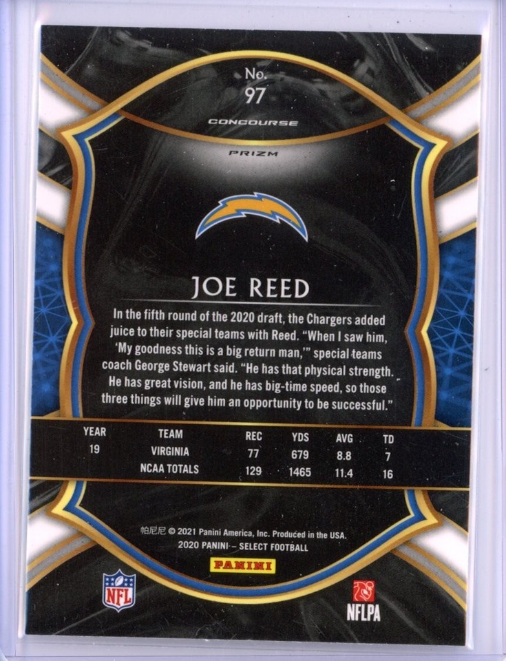 2020 Panini Select Concourse #97 Joe Reed RC Rookie Card Silver Prizm ...