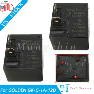 2PCS New For GOLDEN GK-C-1A-12D 12VDC 4Pins 40A 277VAC Power Relay | eBay