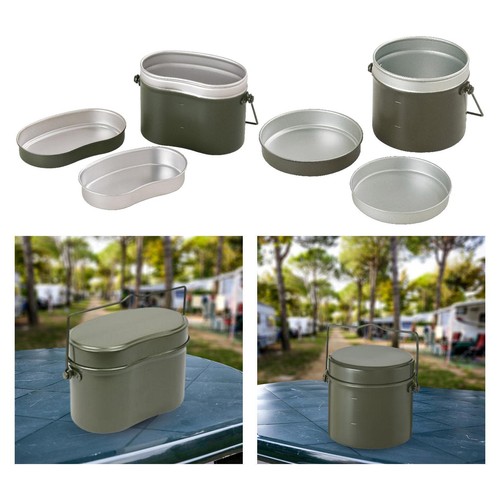 Lunch Box Pot and Tray Metal Lunch Container for Camping Backpacking ...