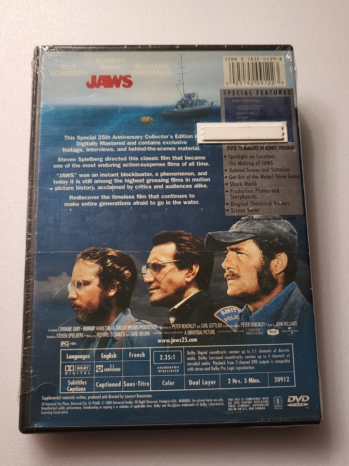Jaws (DVD, 2000, Anniversary Collectors Edition Dolby 5.1 Surround ...