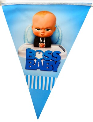 BOSS BABY BIRTHDAY PARTY FLAG BANNER BUNTING - PARTY SUPPLIES 1 PACK ...