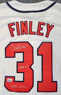 Chuck Finley signed "200 Wins 2610 K's" Angels Jersey autograph ~ BAS ...