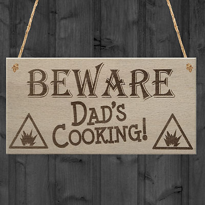 Beware Dad's Cooking Funny Father's Day BBQ Hanging Plaque Man Cave ...