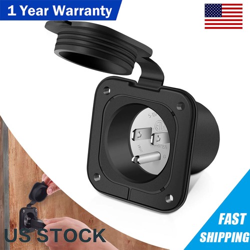 15A Flanged Inlet NEMA 5-15 RV Shore 125V Power Inlet Plug Port w ...