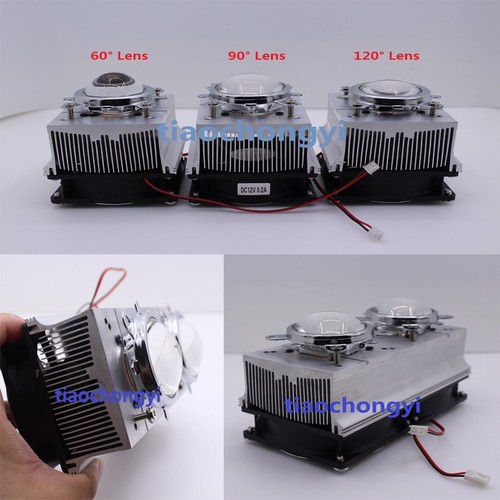 100W LED Aluminium Heat Sink Cooling Fan+60° 90° 120° LED Lens ...