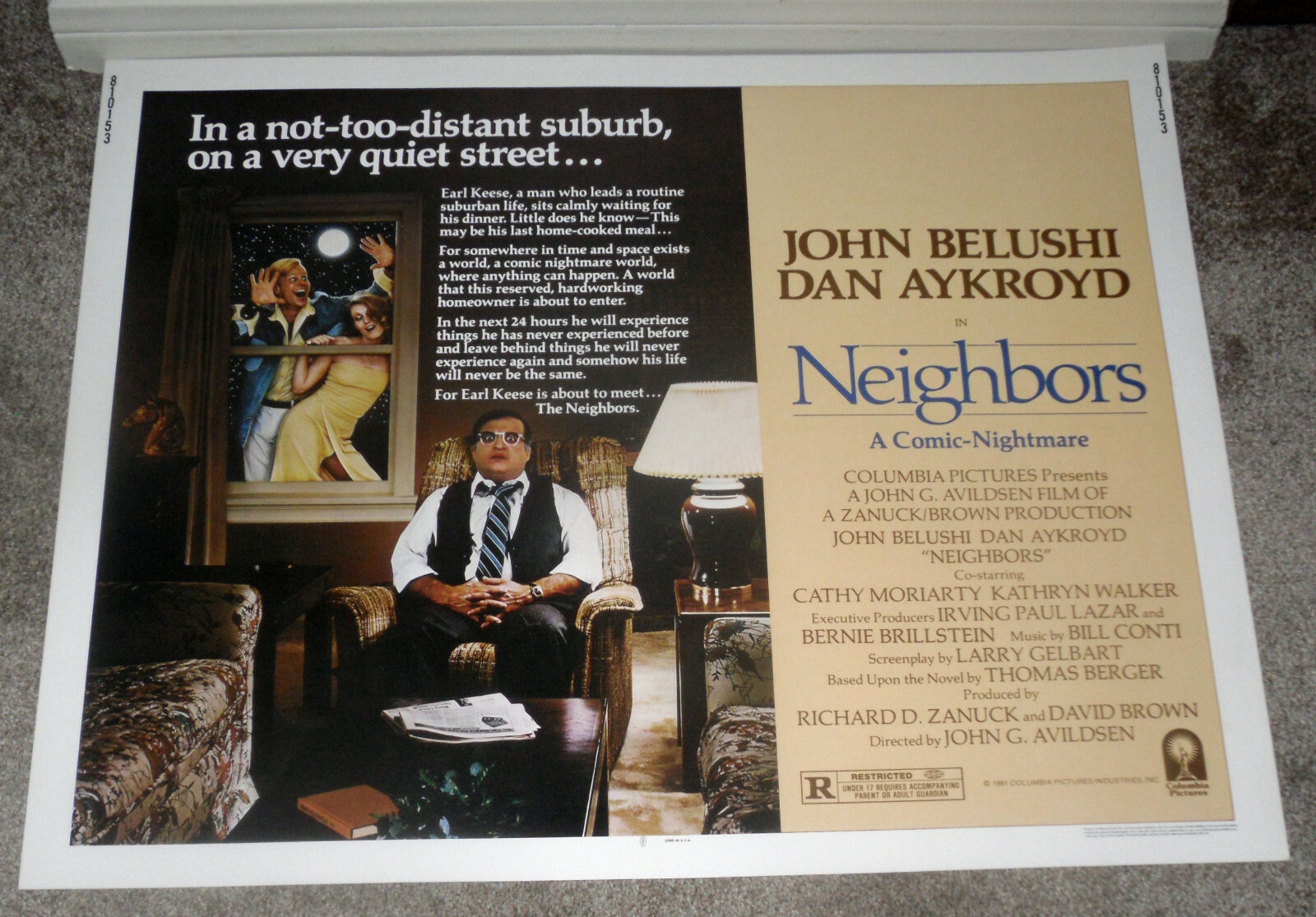 NEIGHBORS original 1981 22x28 ROLLED movie poster JOHN BELUSHI/DAN ...