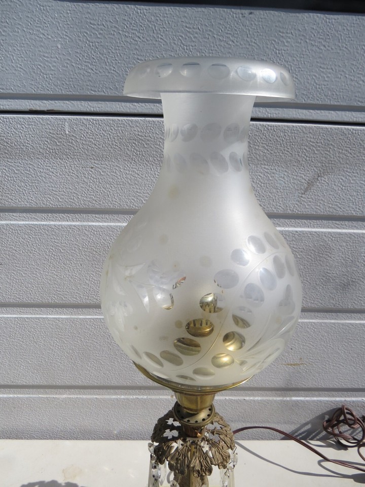 Antique astral lamp with antique Sandwicck Glass shade | eBay