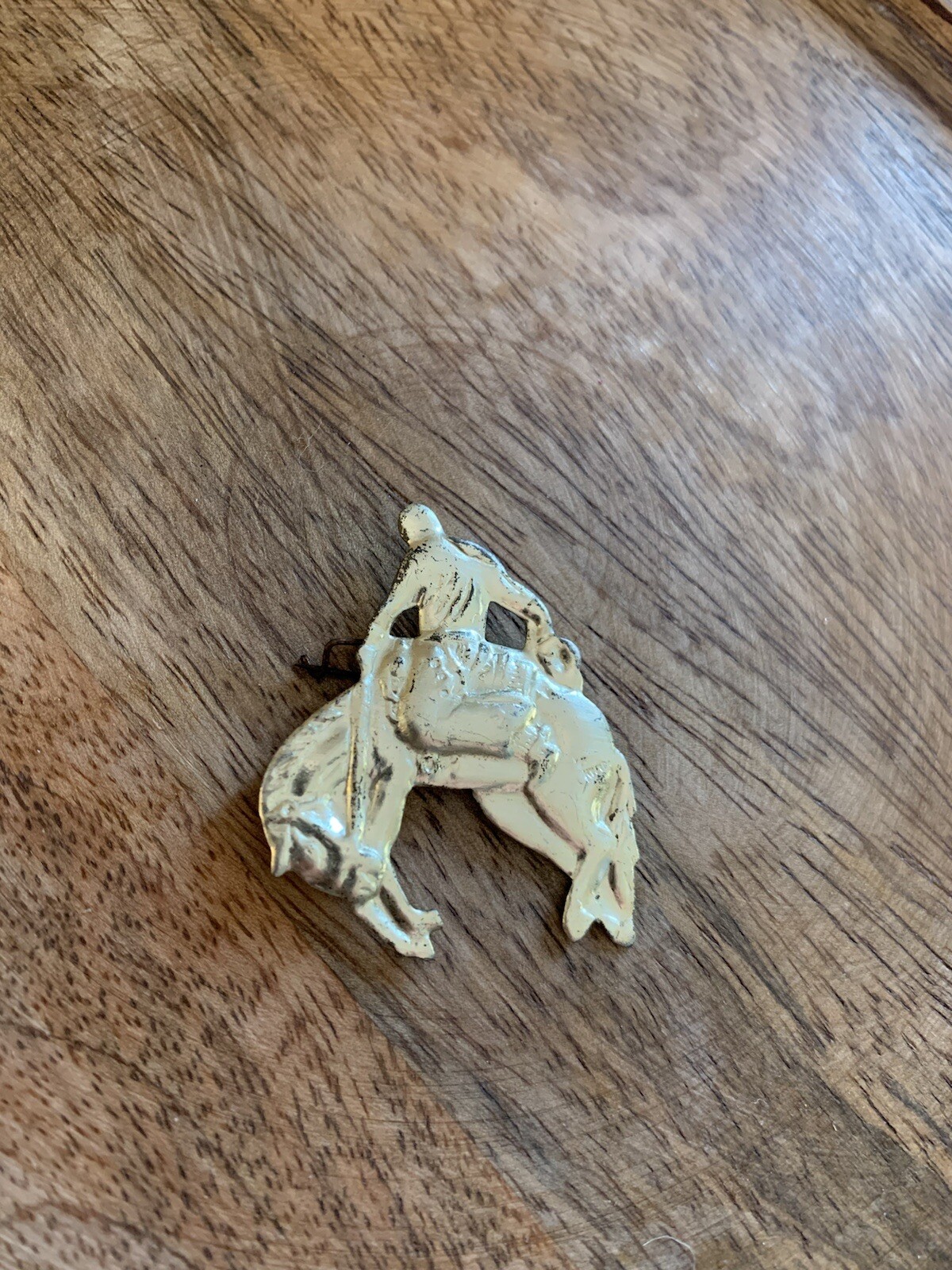 Vintage Tin Metal Bucking Bronco + Rodeo Cowboy Pin B… - Gem