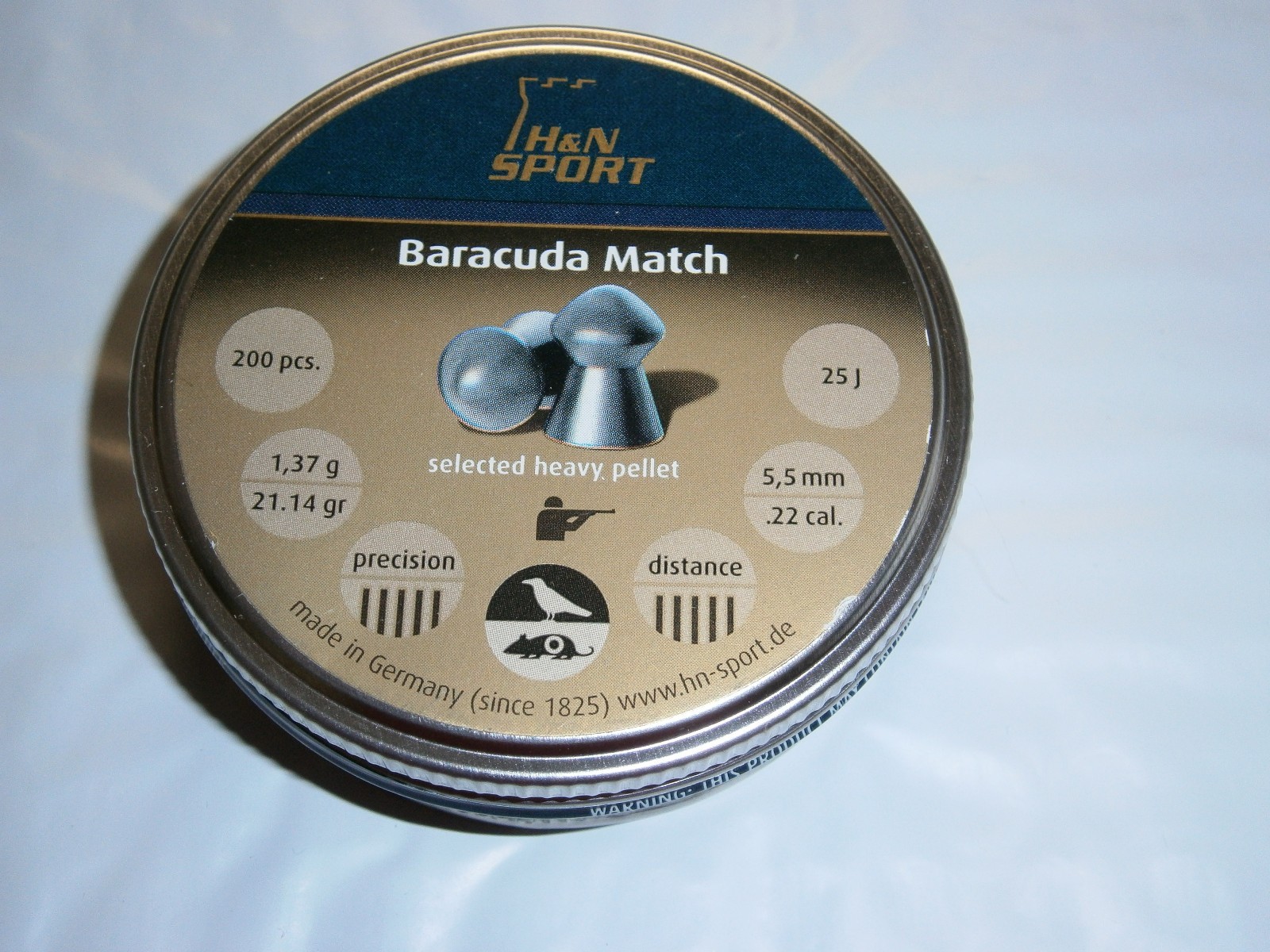 H&N BARACUDA MATCH .22 CAL LEAD PELLETS 200 count 21.14 grains DOMED ...